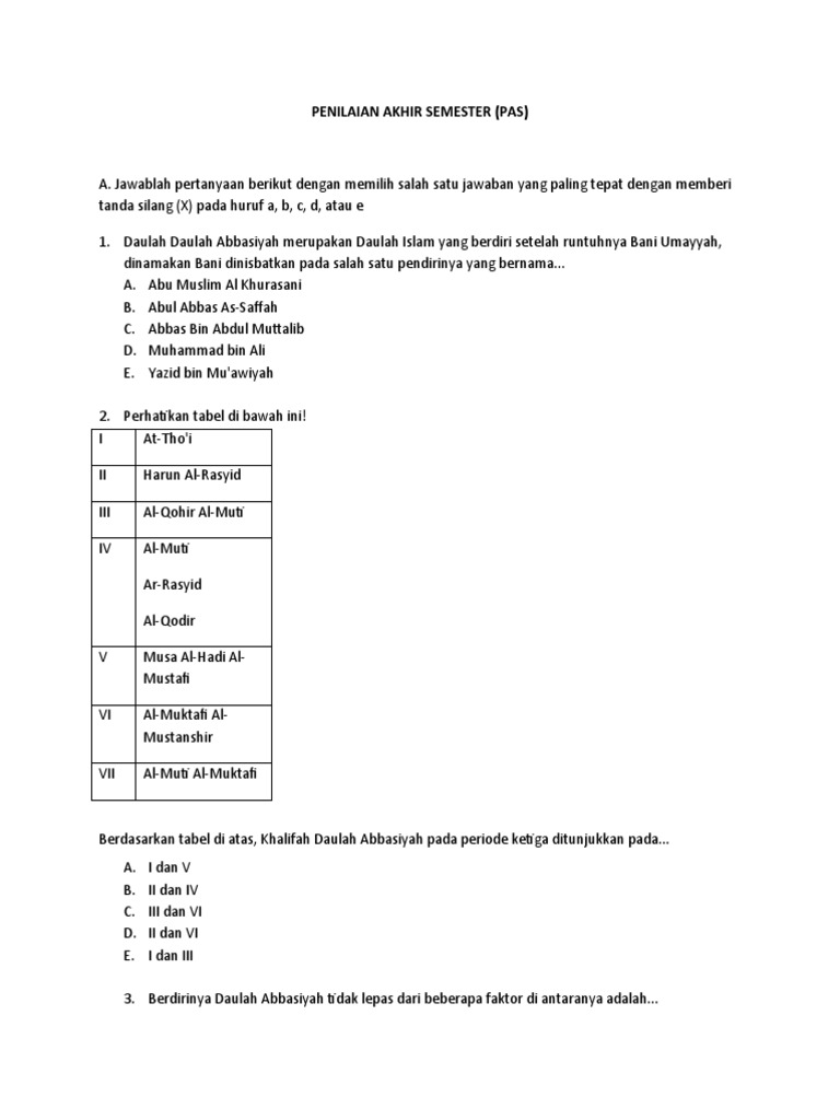 Soal Pas Ski Kelas Xi | PDF