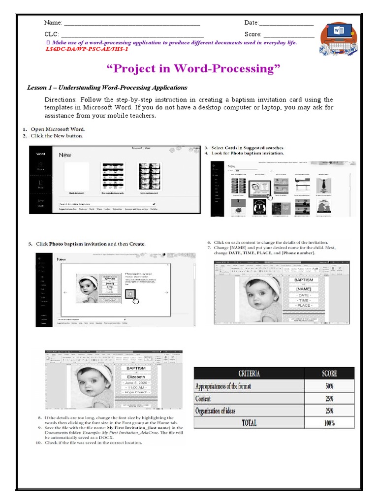 LS6-Word Processing-Lesson 1 | PDF
