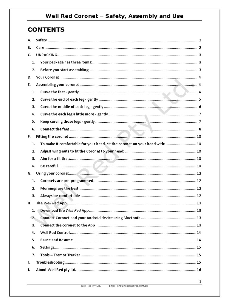 Well Red Coronet Set Up Instructions V8 | PDF Well Red Coronet Set Up Instructions V8 | PDF