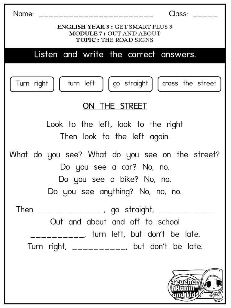 English Year 3 - The Road Signs | PDF