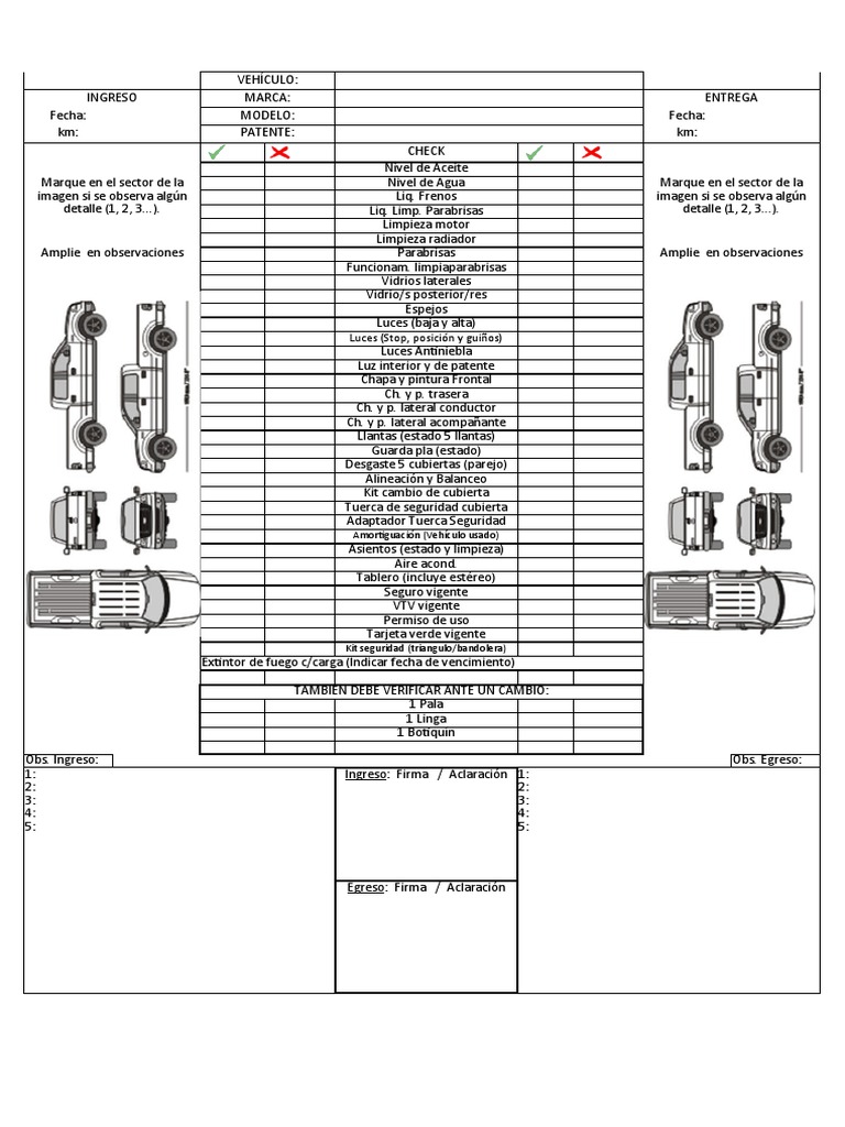 Check List de Mantenimiento Vehicular | PDF | Carros deportivos ...