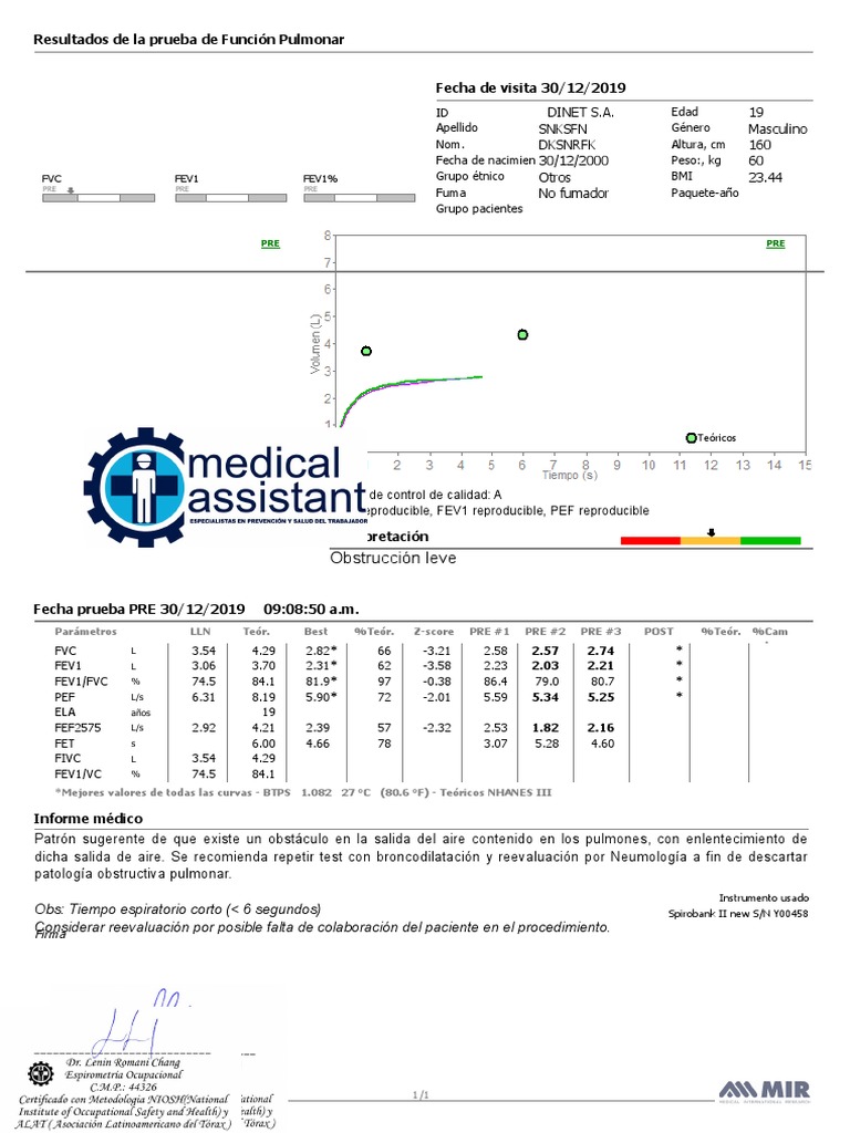 Espiro Obstruccion | PDF | Medicina CLINICA | Neumología