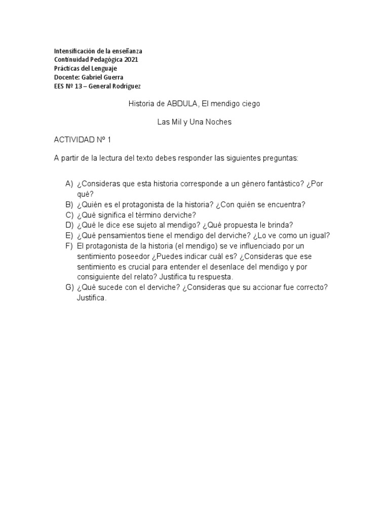 Historia Del Mendigo Ciego | PDF