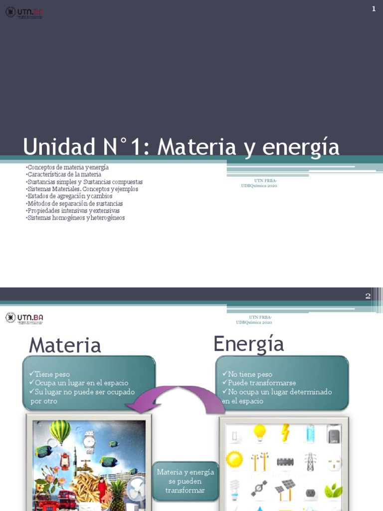 Unidad N°1. Materia y Energía | PDF | Mezcla | Importar