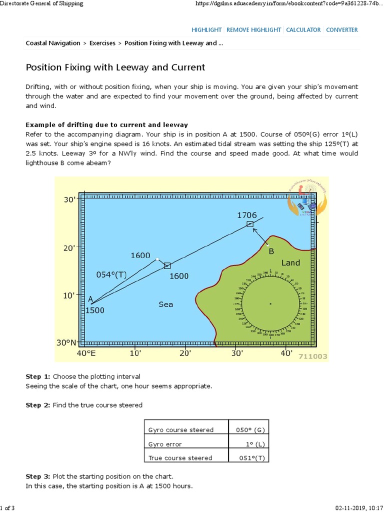 Practical Navigation - Position Fixing With Leeway and Current | PDF
