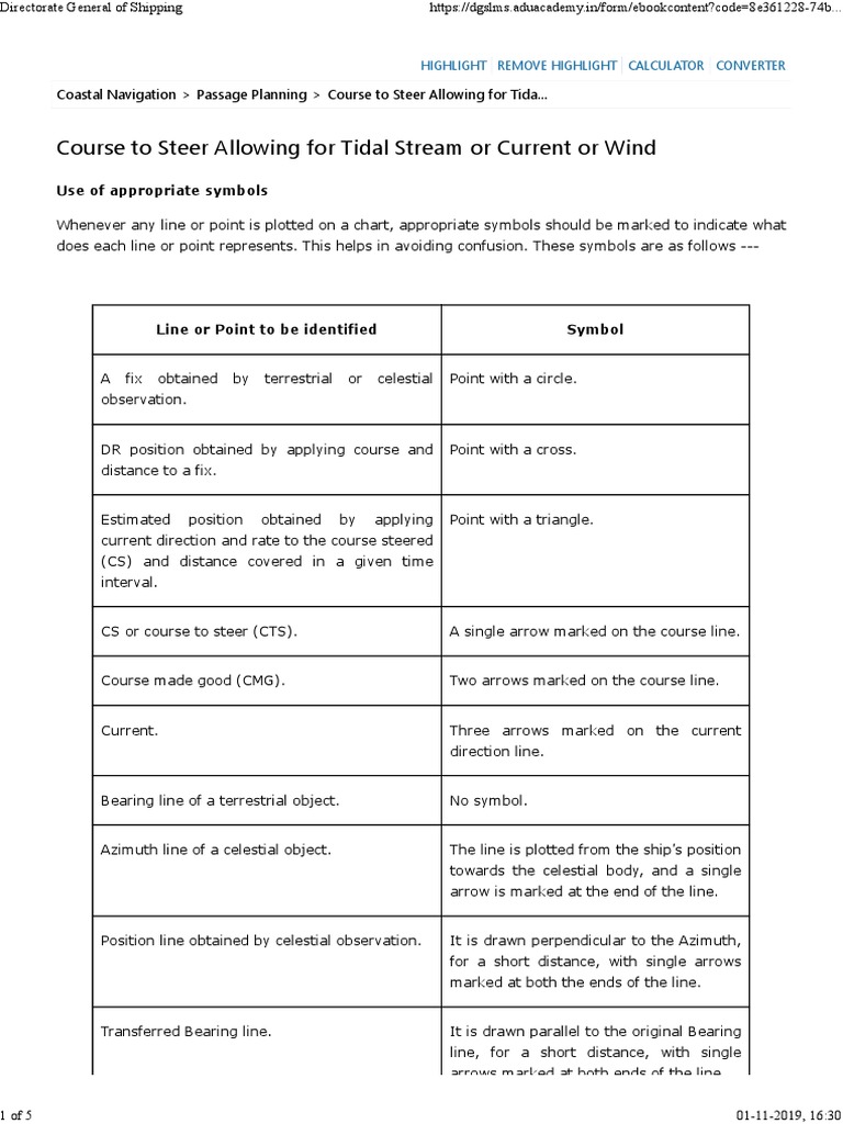 Practical Navigation - Course To Steer Allowing For Tidal Stream or ...