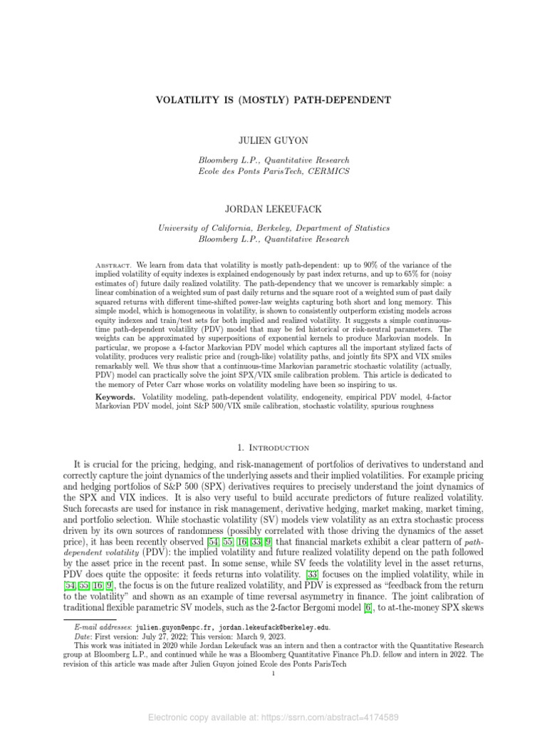 Volatility Is (Mostly) Path-Dependent | PDF | Volatility (Finance) | Vix
