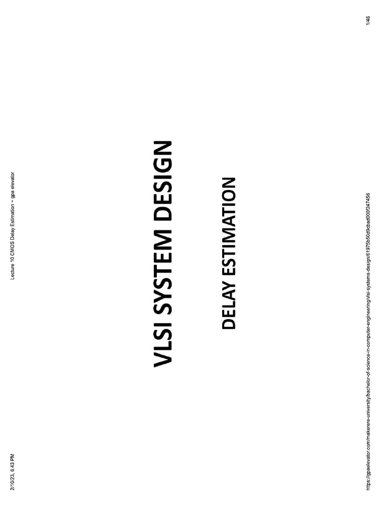 Lecture 10 Cmos Delay Estimation Pdf