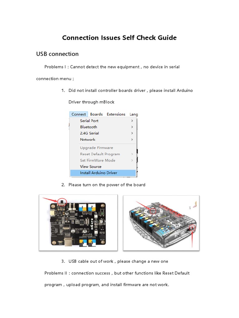 Connection Issues Self Check Guide | Download Free PDF | Bluetooth | Usb
