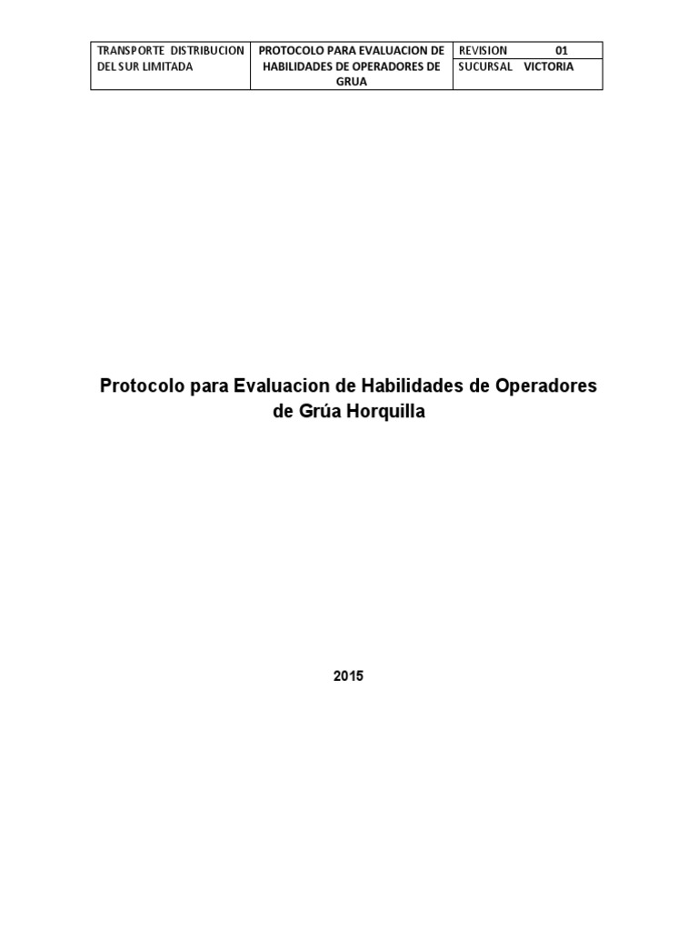 Protocolo de Eval Habilidades Op Grua | PDF | Negocios | Tecnología