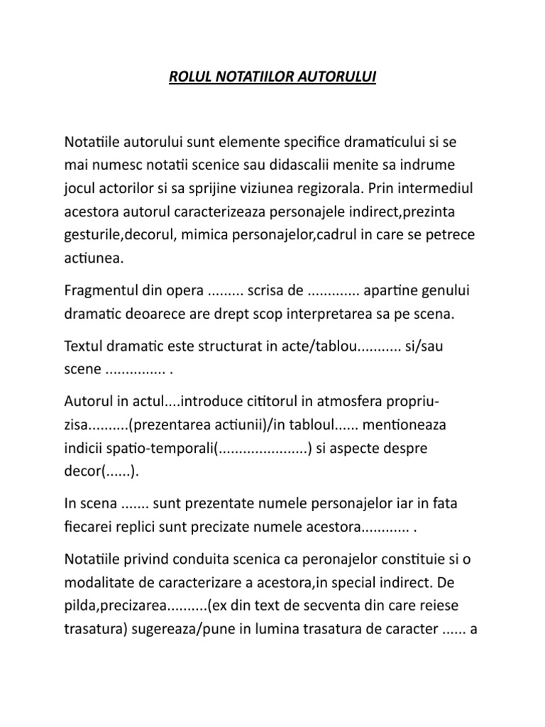 Rolul Notatiilor Autorului | PDF