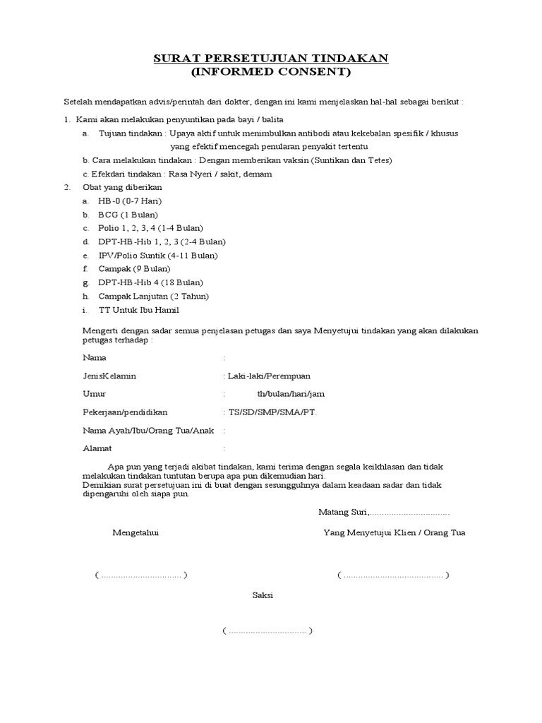 Informed Consent Imunisasi New | PDF