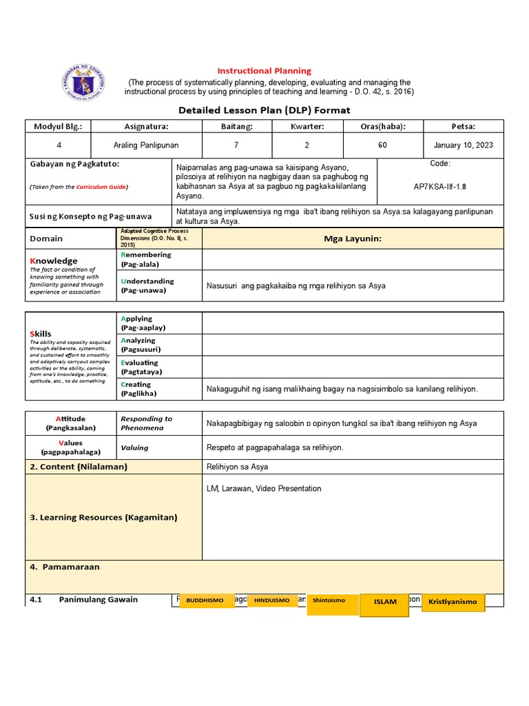 Relihiyon Sample Lesson Plan | PDF