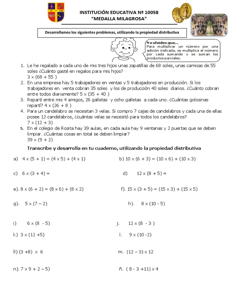 12.1. Ficha Propiedad Distributiva de La Multiplicación. | PDF