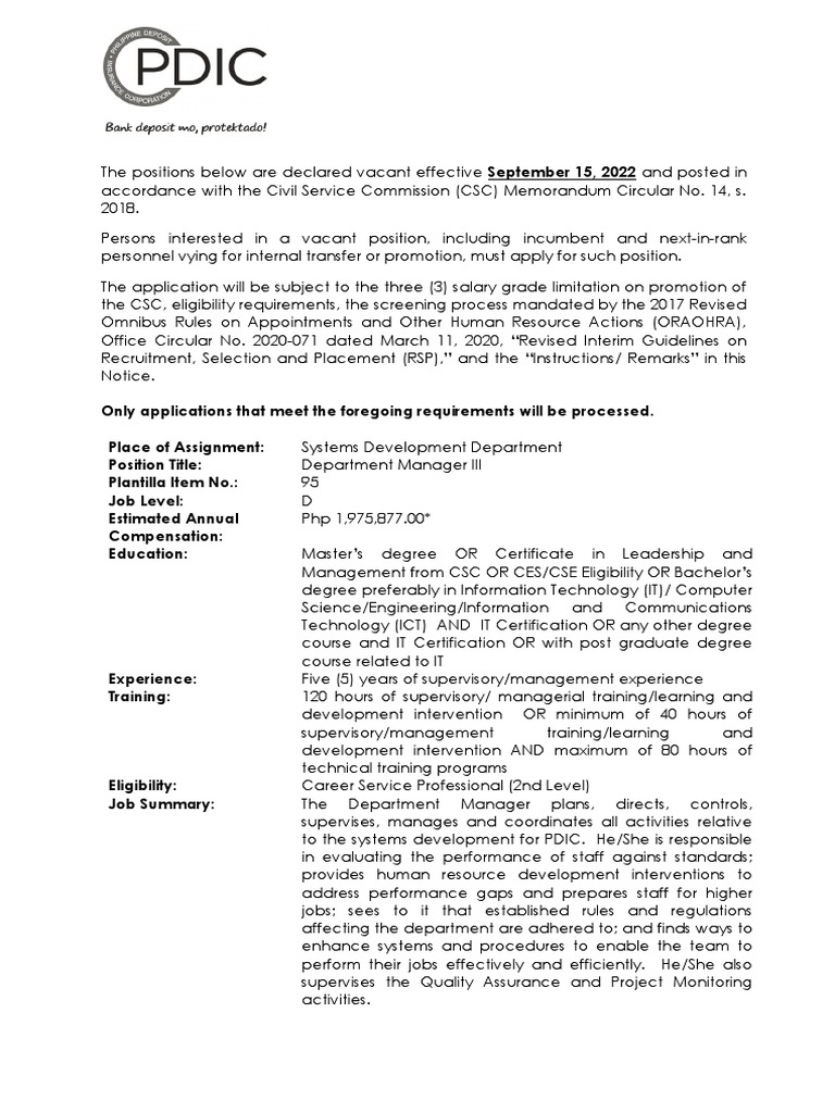 09152022-Notice of Vacant Position | PDF | Real Estate Appraisal ...