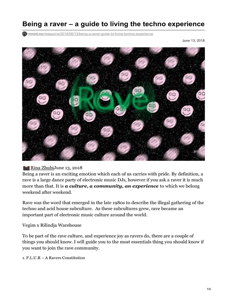 Being A Raver - A Guide To Living The Techno Experience | PDF