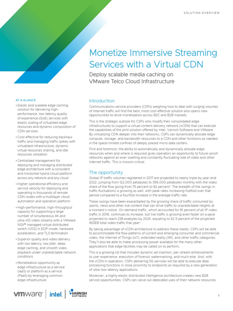 Monetize Immersive Streaming Services With A Virtual CDN ...