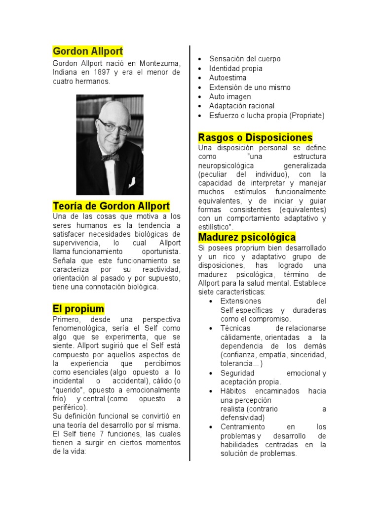 Teorías de Allport y Maslow en Psicología | PDF