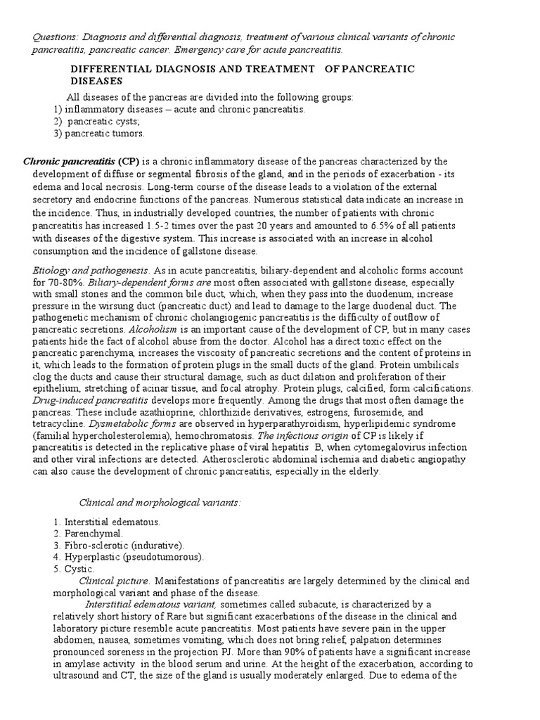 Diagnosis and Treatment of Pancreatic Diseases | PDF | Pancreas ...