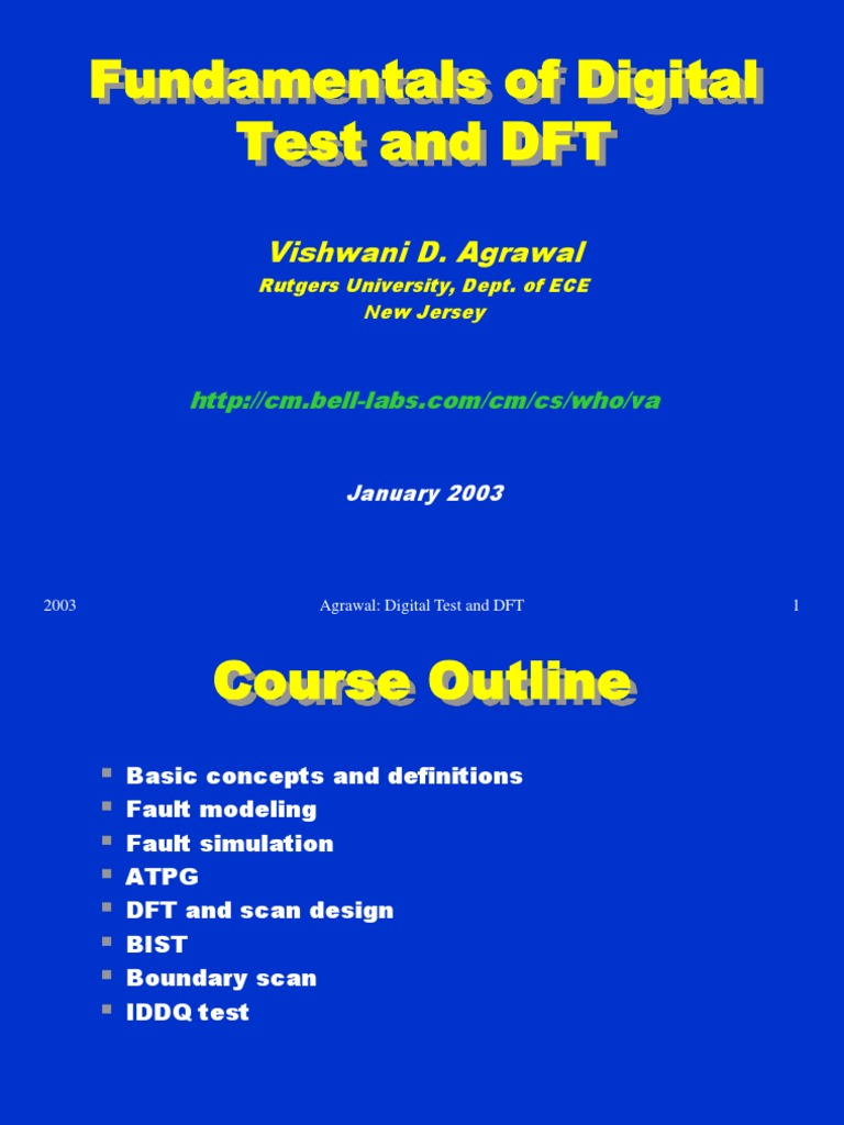 Fundamentals of Digital Test and DFT: Vishwani D. Agrawal | PDF ...