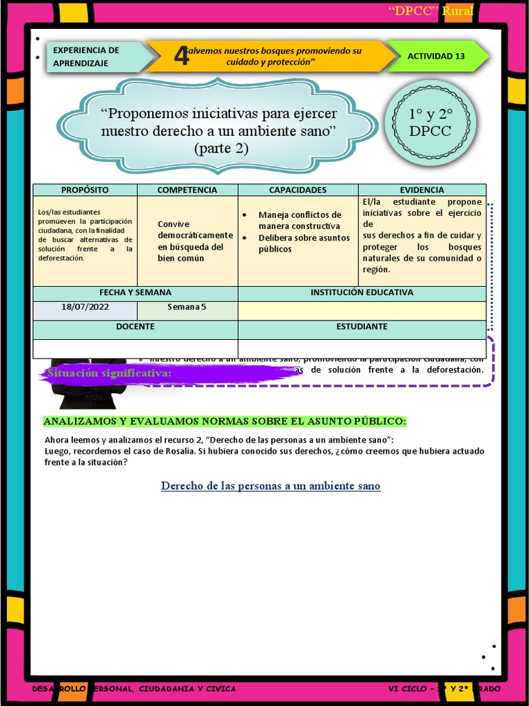 (1y2) Ficha de Actividad de DPCC #05 Eda 4 | PDF