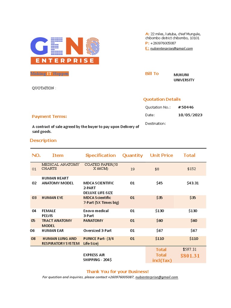 Medical Supplies Quotation for Mukuni University | PDF