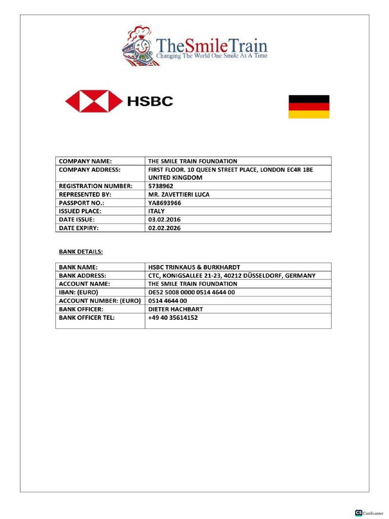 Cis The Smile Train - HSBC Germany | PDF