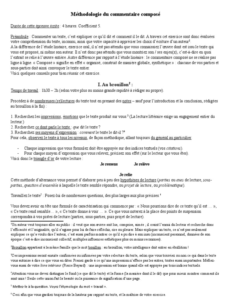 Guide du Commentaire Composé | PDF