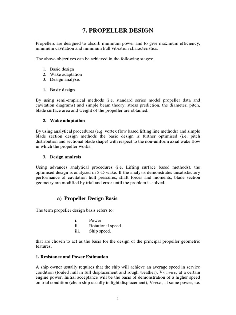 Ship Hydrodynamics - Lecture - Notes - Part - 7 - Propeller - Design | PDF