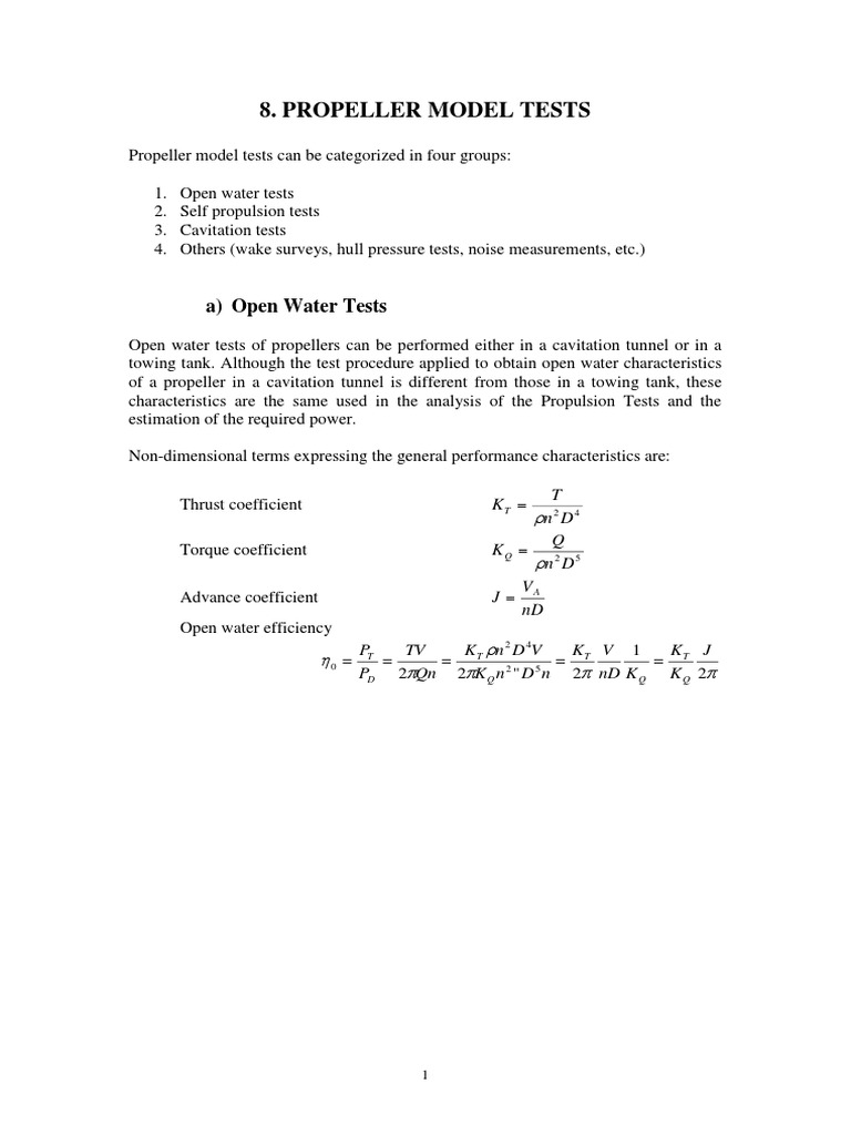 Propeller Model Tests Guide | PDF | Propeller | Force