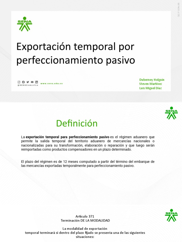Exportacion Temporal Por Perfeccionamiento Pasivo | PDF | aduana ...