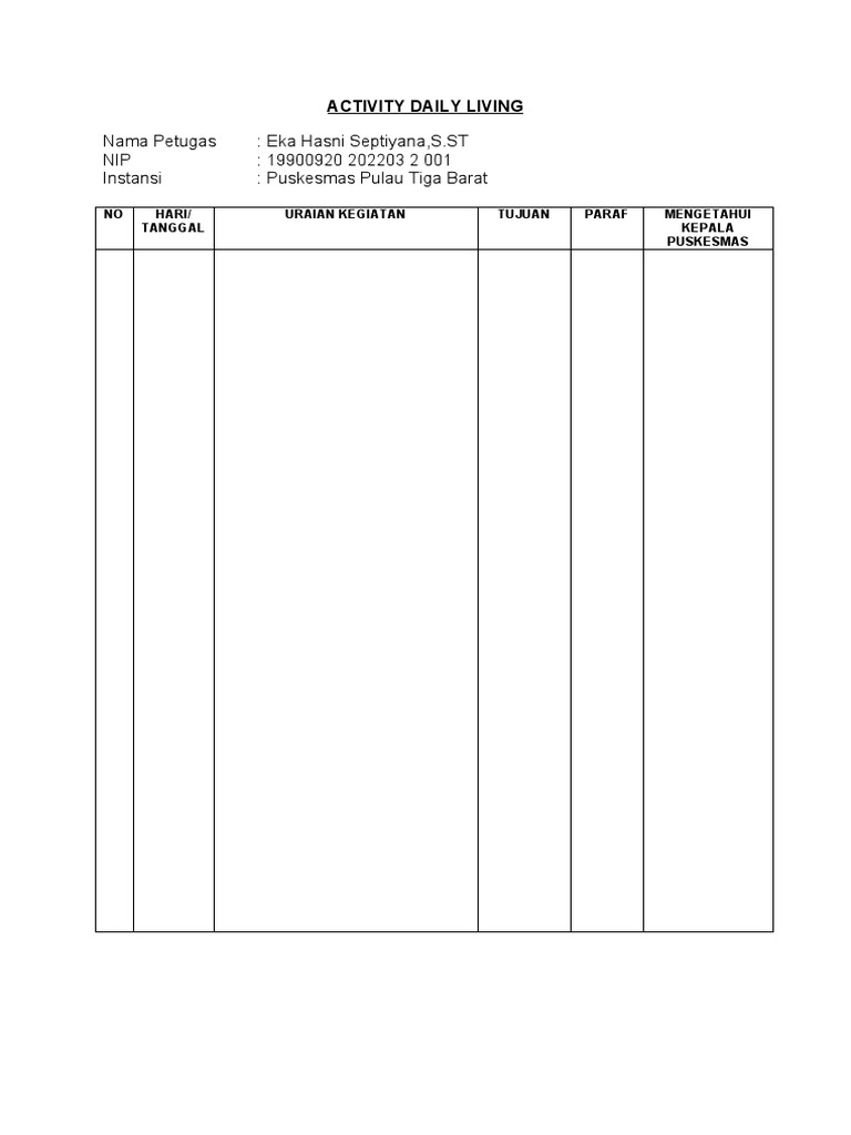 Activity Daily Living | PDF