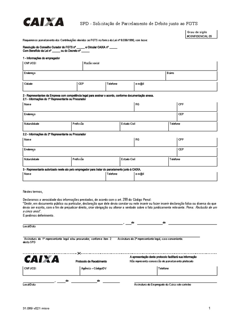 Formulario SPD da Caixa | PDF