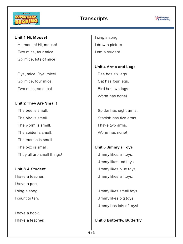 Super Easy Reading 3rd 1 Transcripts en | PDF | Mouse