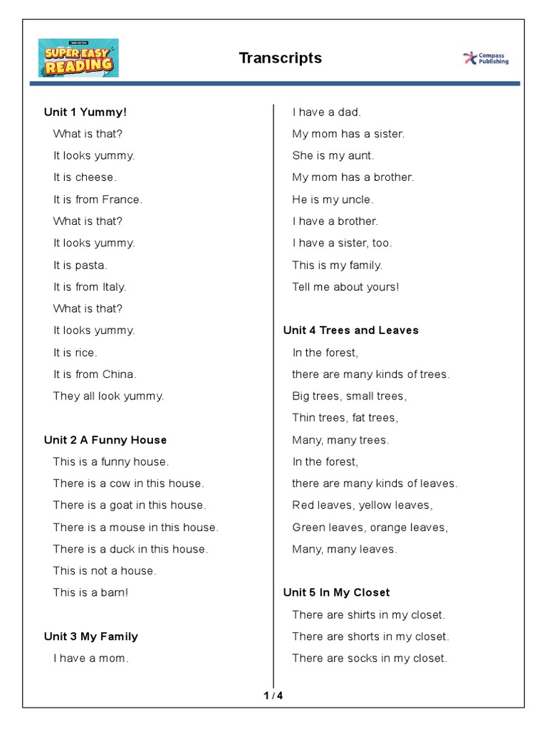 Super Easy Reading 3rd 2 Transcripts en | PDF