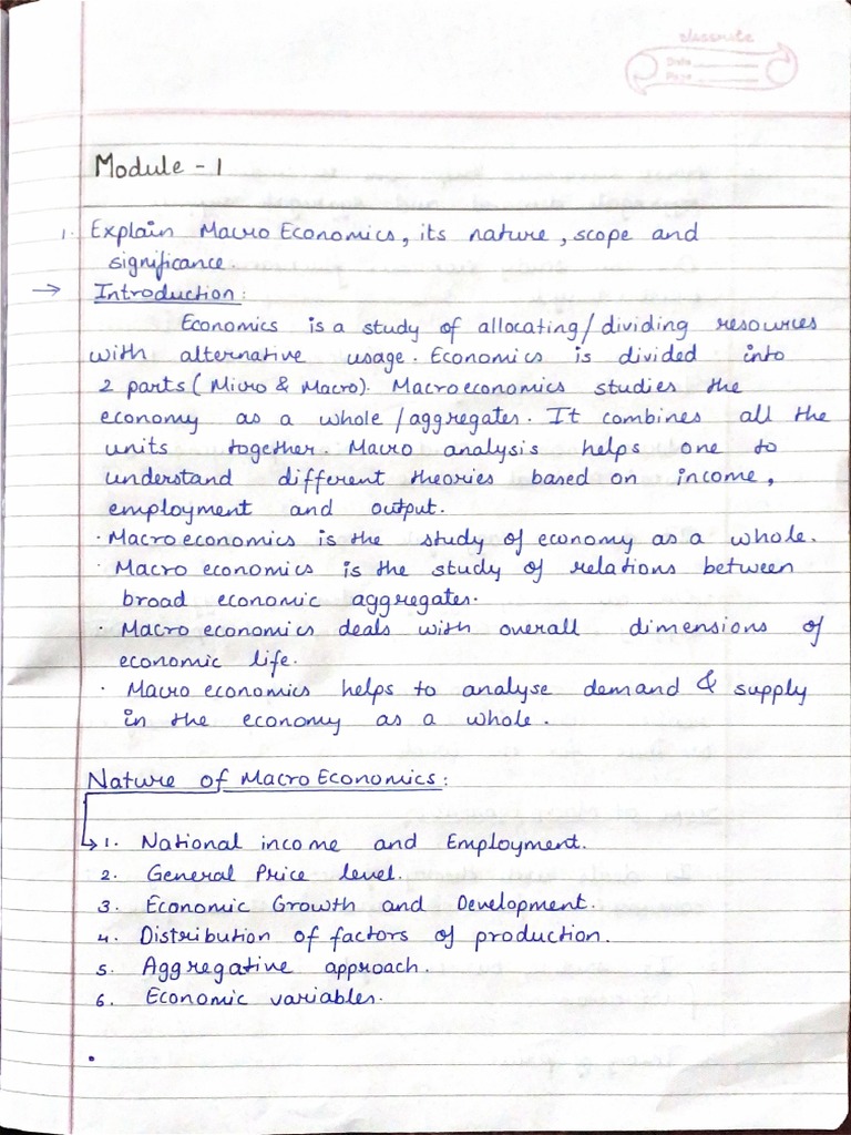 Business Economics-II Macro (Module-1 Notes) | PDF
