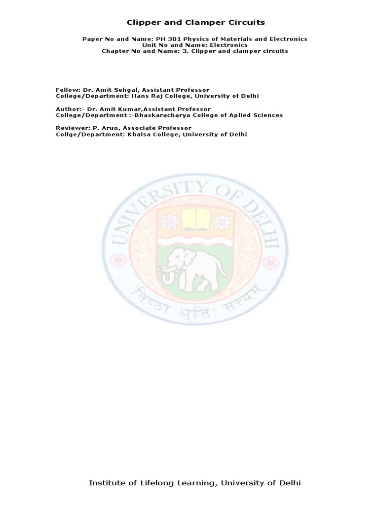 Clipper and Clamper Circuits | PDF | Science & Mathematics