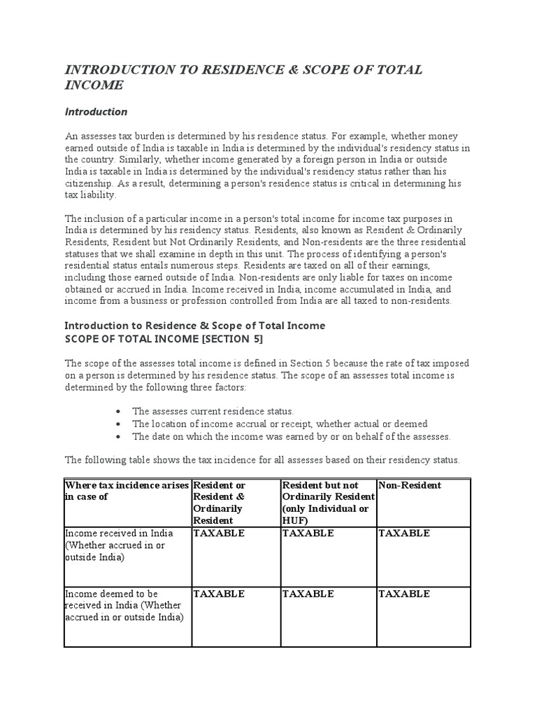 Determining Tax Liability Through Residency Status: An Overview of the ...