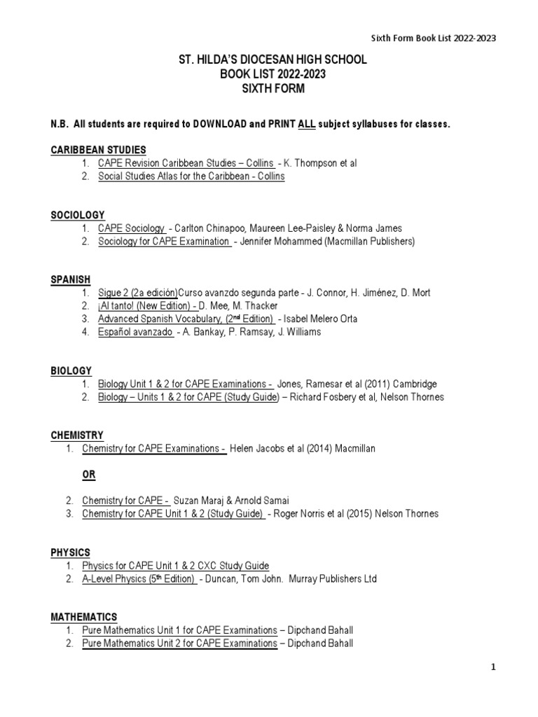 Updated SIXTH FORM Booklist 2022-2023 | PDF | Science & Mathematics | Technology & Engineering