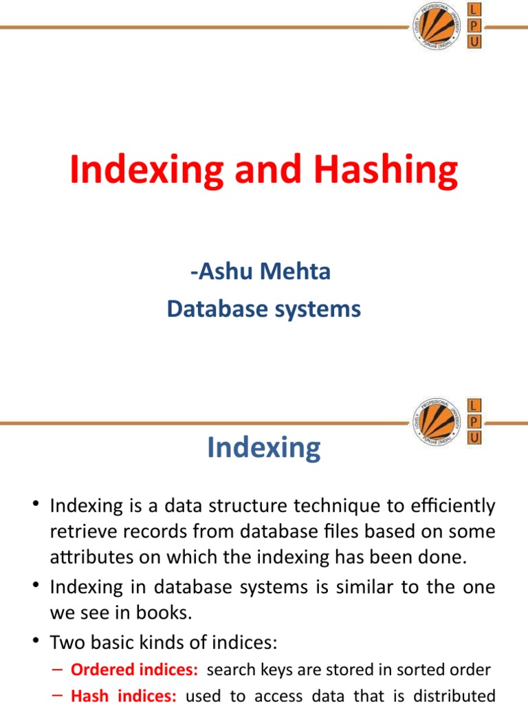 Unit 6.2 Indexing and Hashing | PDF | Database Index | Computing
