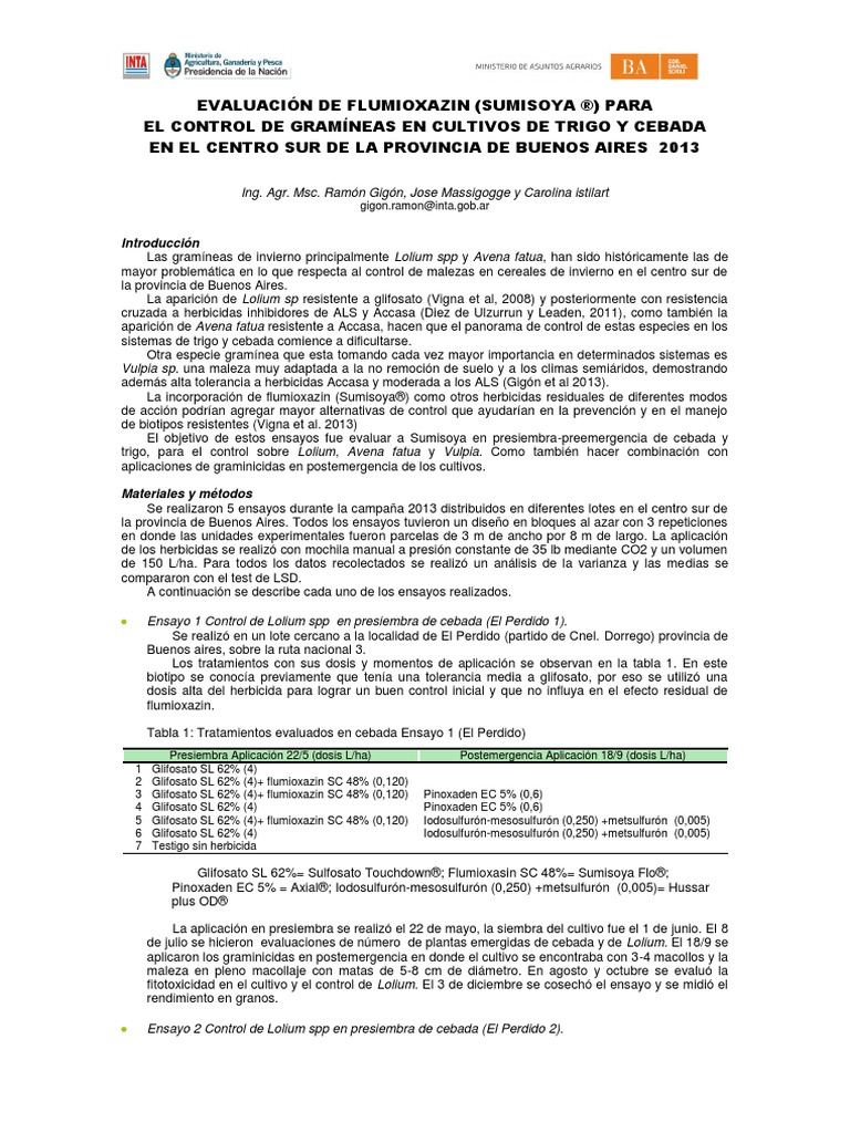 Script-Tmp-Inta Barrow - Evaluacin de Flumioxazin - Sumisoya - P | PDF ...