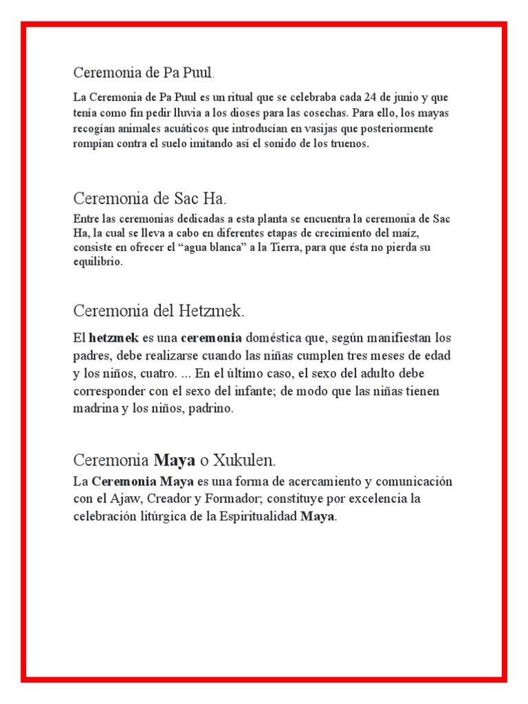 Ceremonias Mayas: Pa Puul y Sac Ha | PDF | Religión y espiritualidad