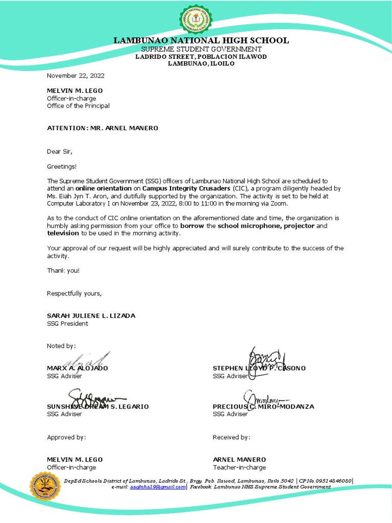 Borrow Letter CIC 2 | PDF