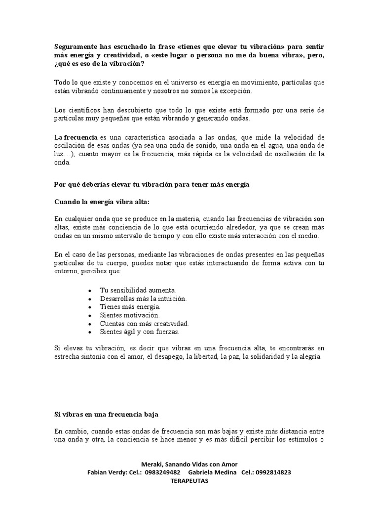 Vibrar Alto Para Vivir Mejor Pdf Olas Amor