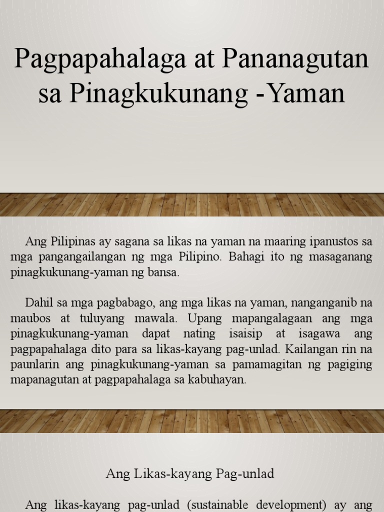 Pagpapahalaga at Pananagutan Sa Pinagkukunang - Yaman | PDF