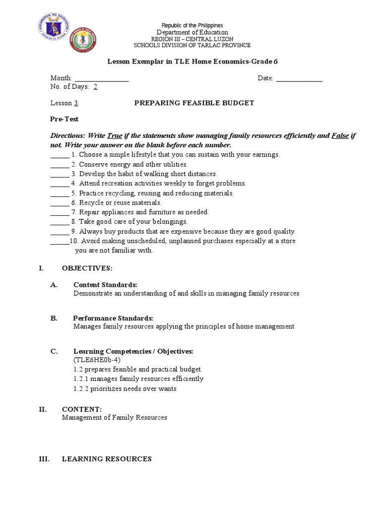 LESSON EXEMPLAR in TLE H.E WEEK 2 DAY 4 5 | PDF | Learning | Recycling
