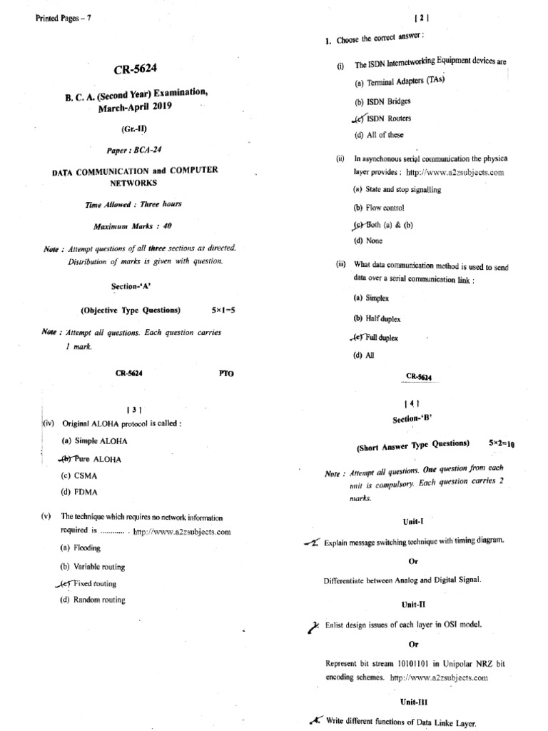 Bca 2 Year Data Communication and Computer Networks CR 5624 Apr 2019 | PDF Bca 2 Year Data Communication and Computer Networks CR 5624 Apr 2019 | PDF