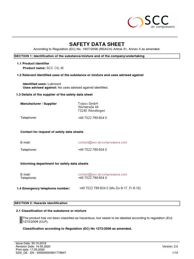 Scc-Oil-M en en 2 0 | PDF | Toxicity | Dangerous Goods