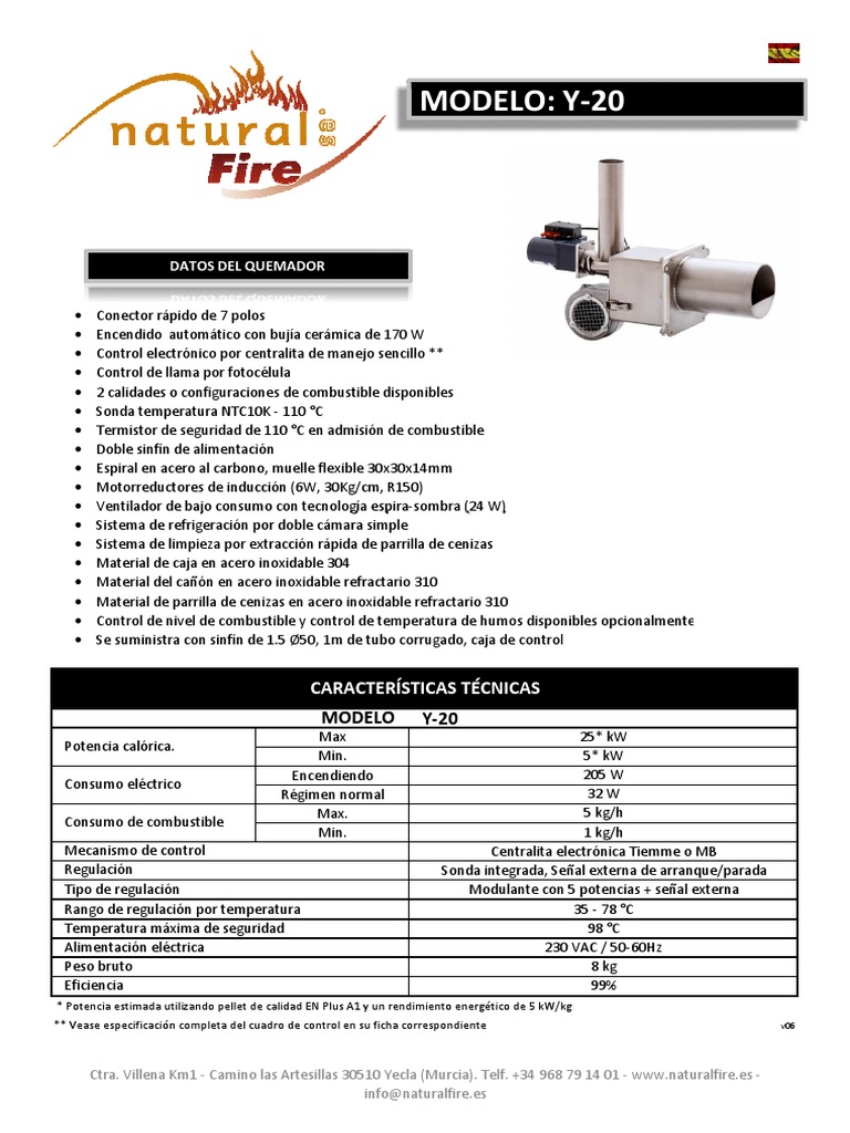 Ficha Tecnica Quemador Y-20 | PDF | Acero | Tornillo