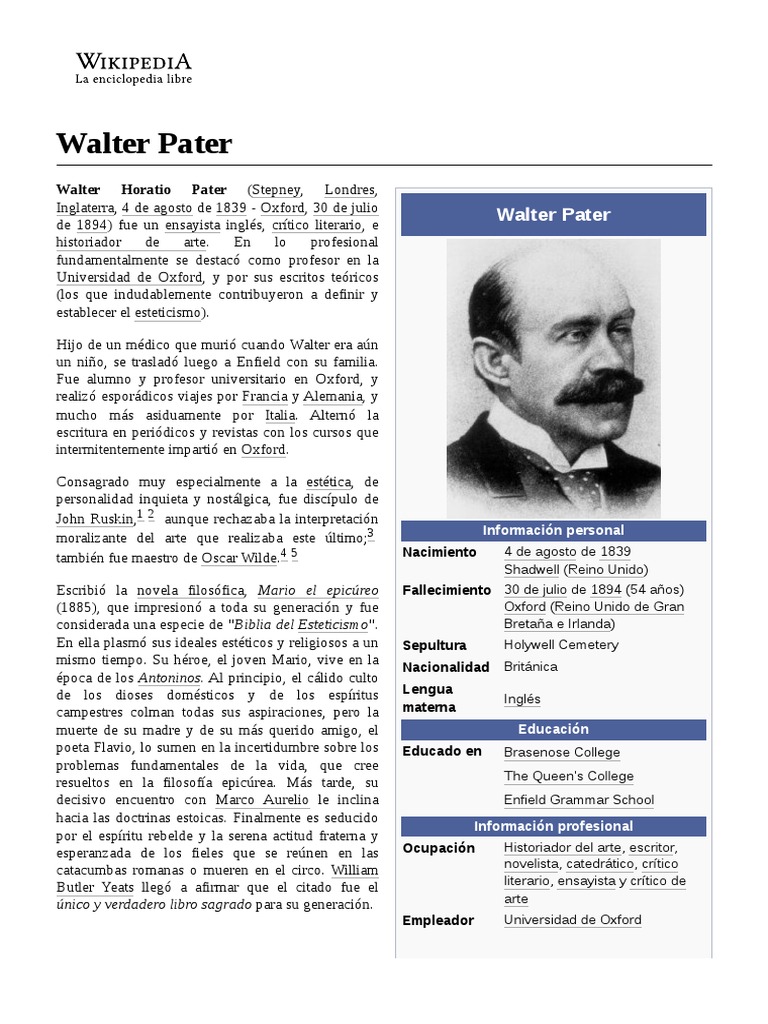 Walter Pater: Estética y Renacimiento | PDF